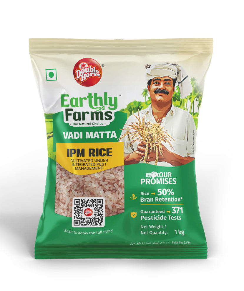 Double Horse Earthly Farms Vadi Matta IPM Rice 50% bran - 1 Kg.